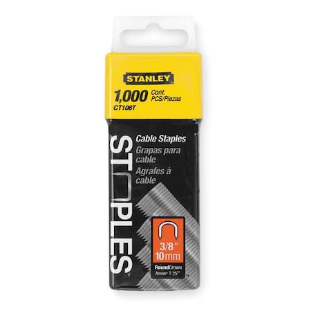 STANLEY T25 3/8" x 5/16" Cable Staples: 20 ga, Galvanized Steel, 1000 ...