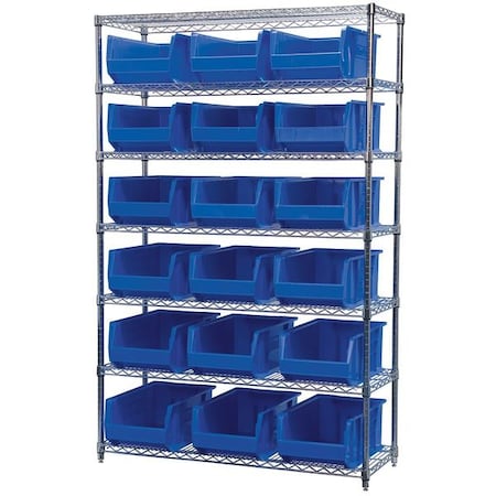 Akro-Mils Steel Bin Shelving, 48 in W x 74 in H x 18 in D, 7 Shelves ...