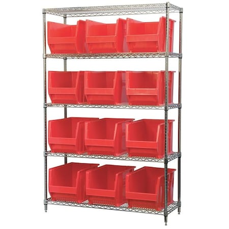 Akro-Mils Steel Bin Shelving, 48 in W x 74 in H x 18 in D, 5 Shelves ...