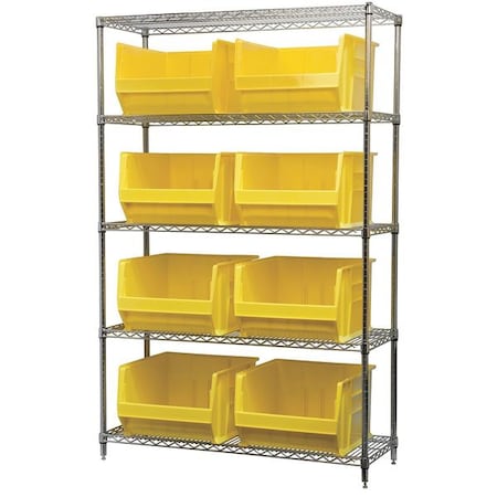 Akro-Mils Steel Bin Shelving, 48 in W x 74 in H x 18 in D, 5 Shelves ...