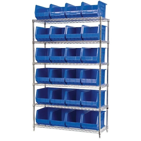 Akro-Mils Steel Wire Bin Shelving, 48 in W x 74 in H x 18 in D, 6 ...