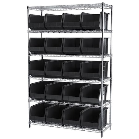 Akro-Mils Steel Wire Bin Shelving, 48 in W x 74 in H x 18 in D, 6 ...