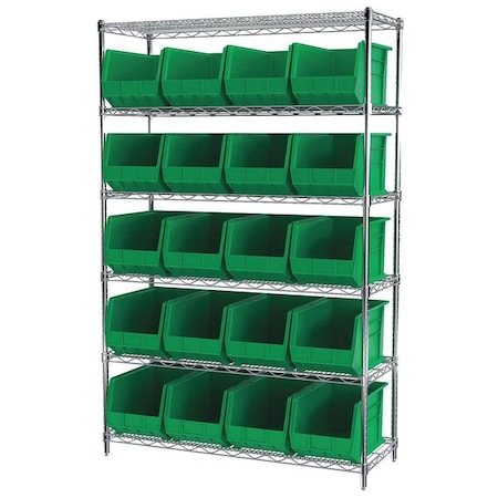 Akro-Mils Steel Wire Bin Shelving, 48 in W x 74 in H x 18 in D, 6 ...