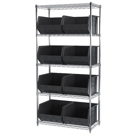 Akro-Mils Steel Wire Bin Shelving, 36 in W x 74 in H x 18 in D, 5 ...