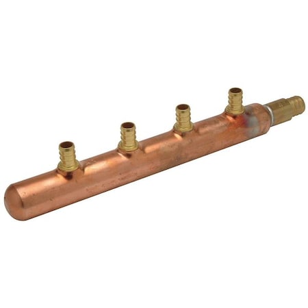 Zurn PEX Manifold, Copper, PEX, 11-1/2 In. L QCM43-4GX | Zoro