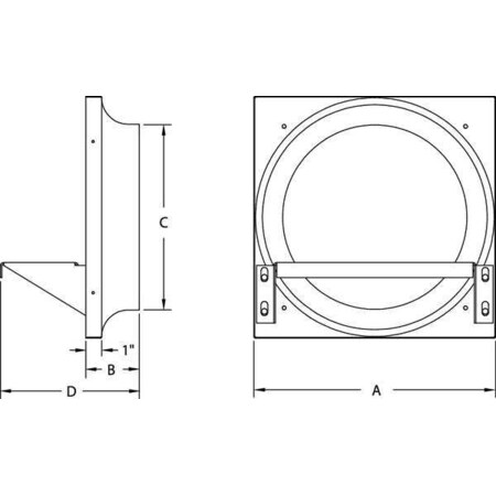 Dayton Exhaust Fan Venturi Frame, 40x40, Galv 10F480 | Zoro