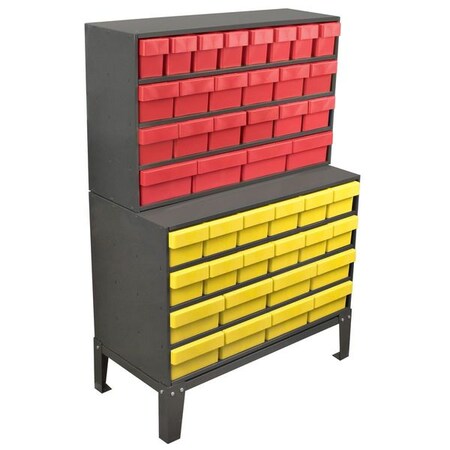 Akro-Mils Drawer Bin Cabinet with 35" W x 22" H x 11" D AD3511C62GRY | Zoro