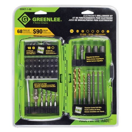 Greenlee 68 Piece Drill Bit Set, 1/4", 5/16", 3/8" DDKIT-1-68 | Zoro
