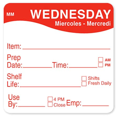 Daymark Food Safety Label, Green/White, 2 in H IT120156-5-FRI | Zoro