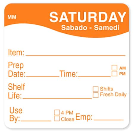 Daymark Food Safety Label, Yellow/White, 2 in H IT120156-2-TUE | Zoro