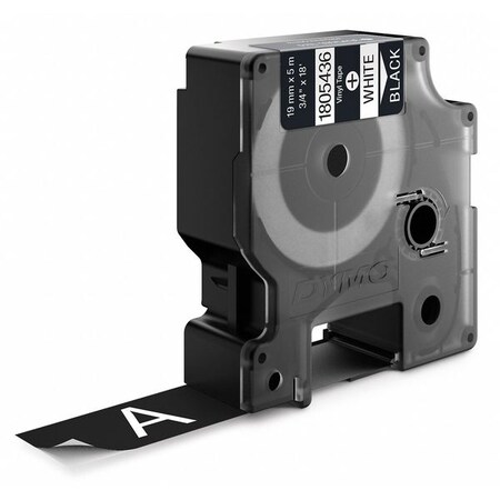 Dymo Label Tape Cartridge, White on Black, Labels/Roll: Continuous ...