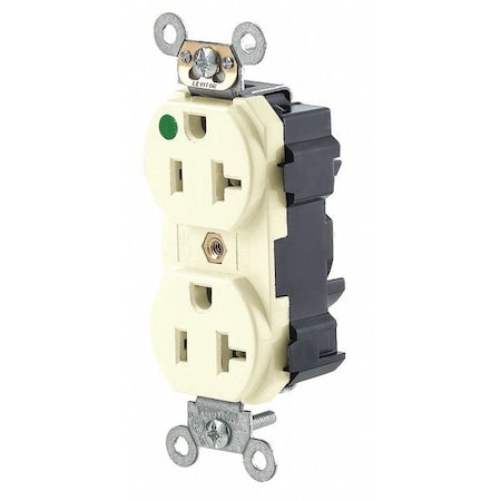 Leviton Modular Receptacle, Duplex, 20A, 5-20R, 125V M8300-HI | Zoro