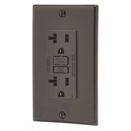 Leviton GFCI Receptacle, 20A, 125Vac, 5-20R, Brown N7899 | Zoro