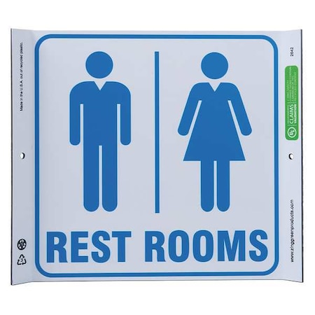 Zing Restrooms/Banos, Plastic, 10 in x 10 in, With Mounting Holes 2642 ...