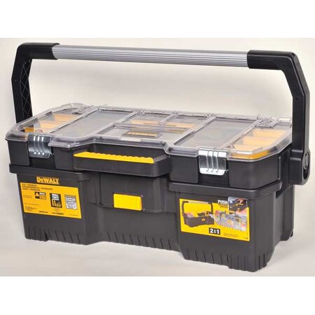 Dewalt Tool Tote With Organizer, Plastic, Black, 24 in W x 12-3/4 in D ...
