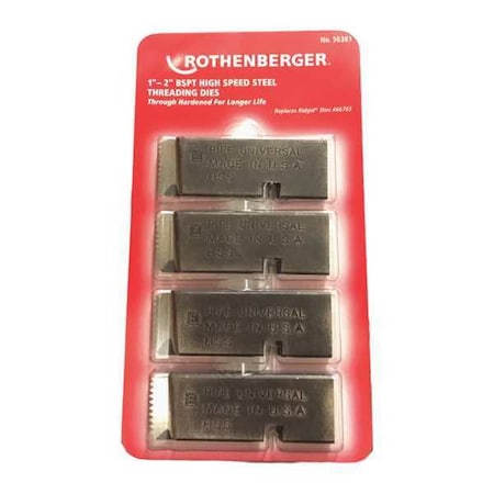 Rothenberger Threading Dies, 1"-2" BSPT, PK4 R04256381R | Zoro