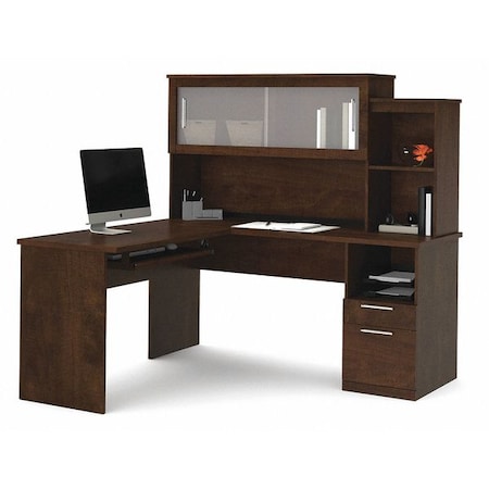 Bestar L Shaped Desk L-Shaped Desk, Chocolate, 65" D X 62.8" H ...