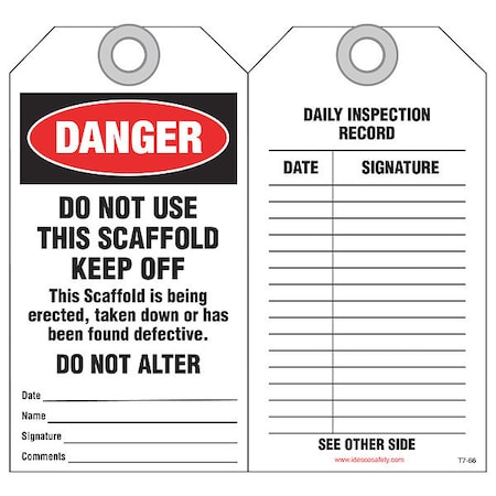 Idesco Safety Scaffold Do not Use Safety Tag, PK10 KAT766AC | Zoro