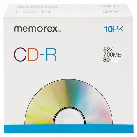 Memorex CD-R Disc, 700 MB, 80 min, 52x, PK10 MEM04514 | Zoro