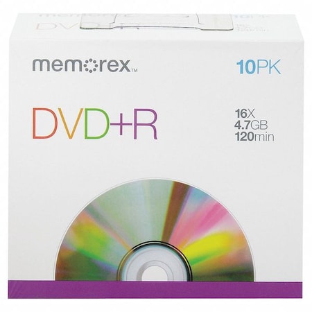 Memorex DVD+R Disc, 4.70 GB, 120 min, 16x, PK10 MEM05656 | Zoro