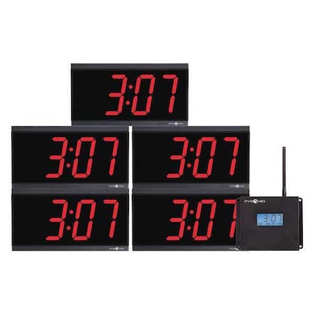 Pyramid 11-1/2" Digital Wireless Synchronized Clock Bundle, Black WSCBD ...