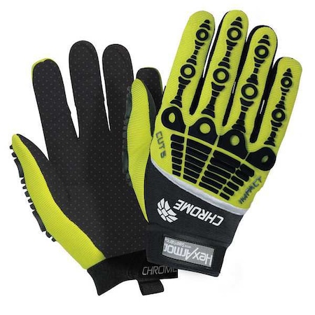 Hexarmor Hi-Vis Cut Resistant Impact Gloves, A8 Cut Level, Black/High ...