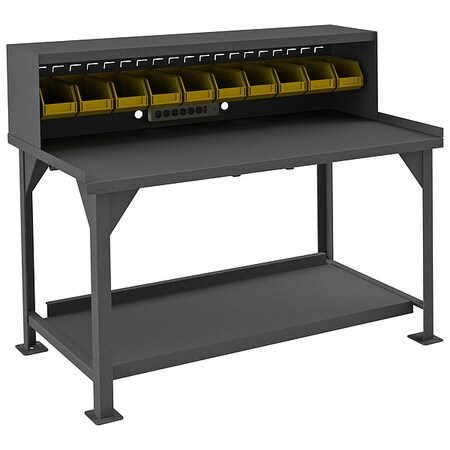 Durham Mfg Heavy duty Work Bench with Riser, Steel, 72" W, 50" Height ...