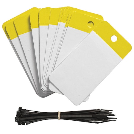 Brady Blank Shipping Tag, Polyester, 5" H x 3-1/4" W, Yellow, Rectangle ...