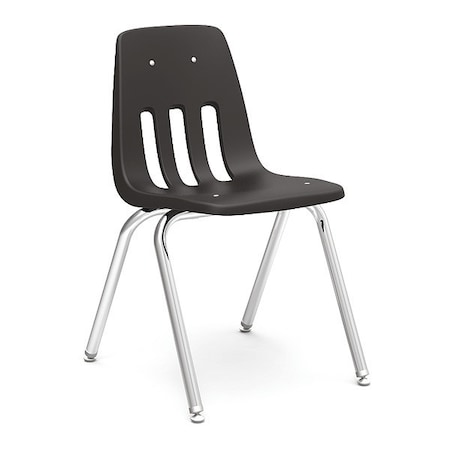 Virco Stack Chair, Plastic, Black CHAIR-9018-BLK01-CHRM | Zoro