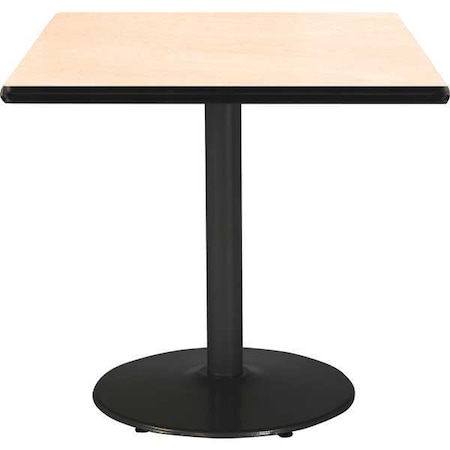 Kfi Square KFI 36" Square Breakroom Table with Natural Top, Round Black ...