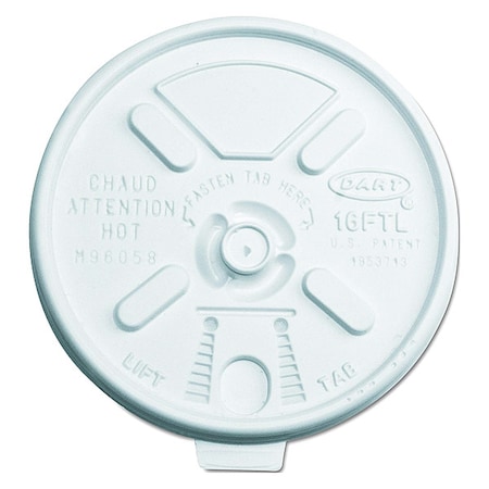 Dart Lid for 6 to 14 oz. Hot Cup, Flat, Lock Back Tear Tab, White ...