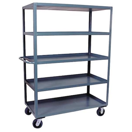 Jamco Utility Cart with Lipped Metal Shelves, Steel, Flat, 5 Shelves ...