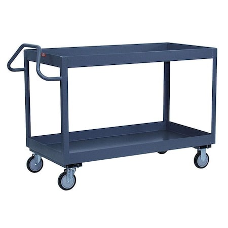 Zoro Select Raised Handle Deep Shelf Utility Cart, Steel, 2 Shelves ...
