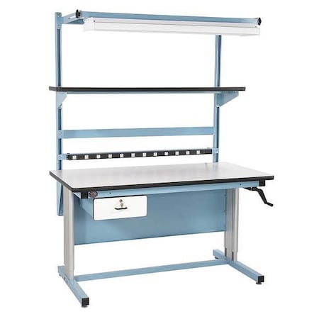 Pro-Line Hand Crank Ergonomic Work Benches, Laminate, 60" W, 30" to 42 ...