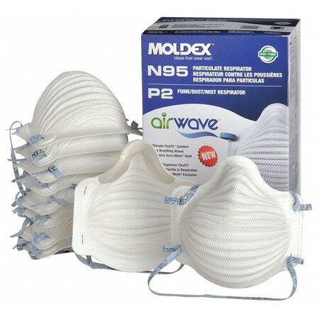 Moldex N95 Disposable Respirator, M/L, White, PK10 4200 | Zoro