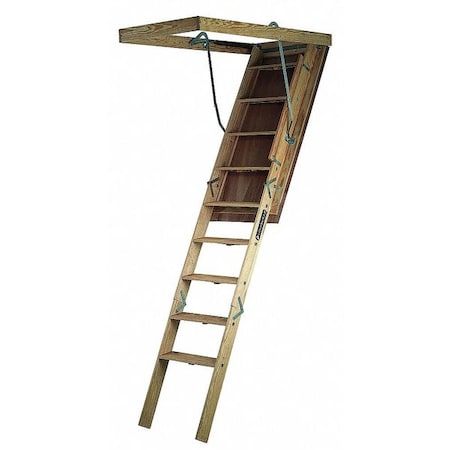 Louisville Attic Ladder, Wood, 7 ft. to 8 ft. 3/4" Ceiling Height Range ...