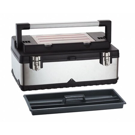 Westward Tool Box, Plastic, Steel, Black, Silver 16W838 | Zoro