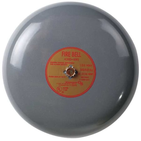 Edwards Signaling Fire Bell, Gray, 8 In. 438D-8N5 | Zoro