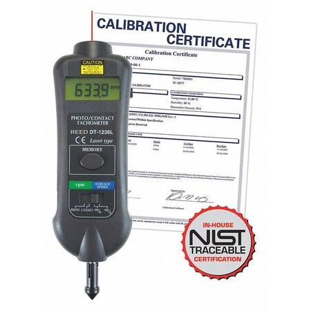 Reed Instruments Tachometer, Contact/Non-Contact, Nist Cert DT-1236L ...