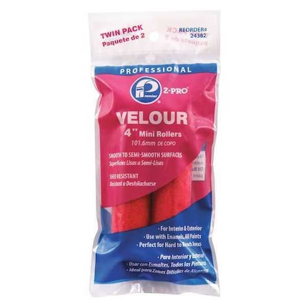 Premier 4" Mini Paint Roller Cover, Velour, 12 PK 24382 | Zoro