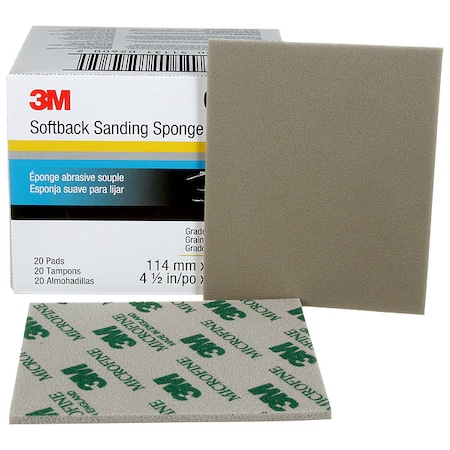 3M Sanding Sponge, 5-1/2"x4, Microfine, PK120 60980022143 | Zoro