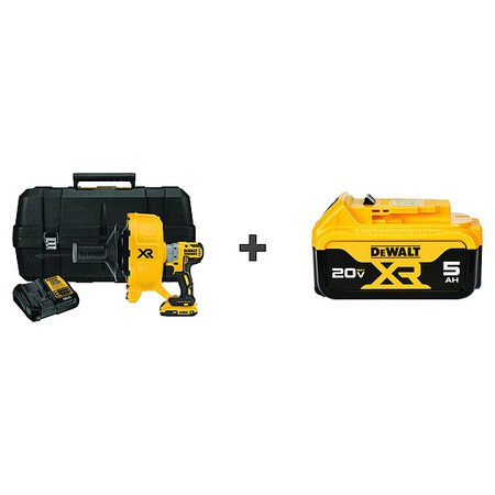 Dewalt 50 ft Cordless Drain Cleaning Machine, 20.0 DCD200D1/DCB205 | Zoro