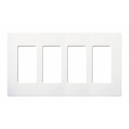 Lutron Designer Wall Plates, Number of Gangs: 4 Gloss Finish, White (CW ...