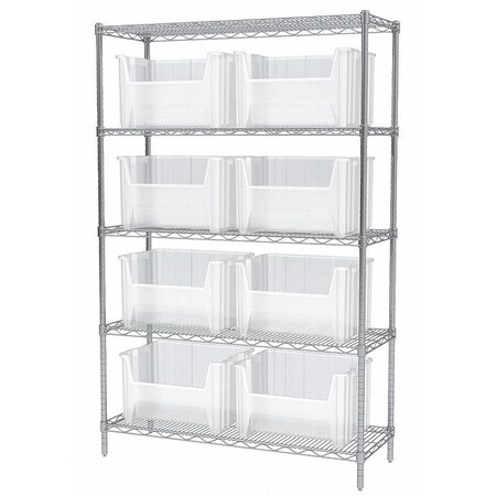 Akro-Mils Steel Wire Bin Shelving, 48" W x 74" H x 18" D, 5 Shelves ...