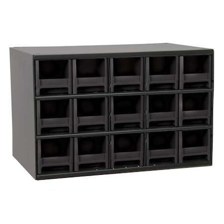 Akro-Mils Drawer Bin Cabinet W/ 15 Drawers, Black, Steel, Polystyrene ...