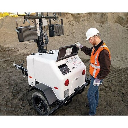 GENIE 6000 W Light Tower Trailer with Portable Generator, 45 gal ...