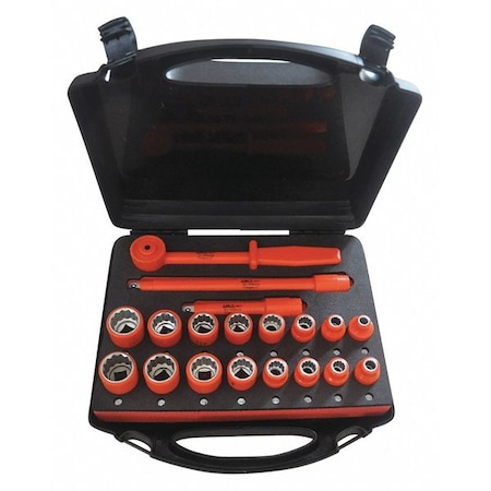 Itl 1000V Insulated 1/2" Drive Combination Socket Set, 19-Piece 03095 ...