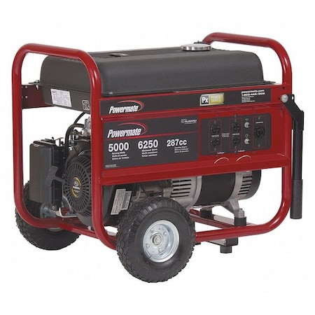 Powermate Portable Generator, Gasoline, 5000 Rated, 6250 Surge, Recoil ...