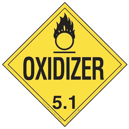 Labelmaster DOT Container Placard, Oxidizer, Rigid Vinyl, 10-3/4" W x ...