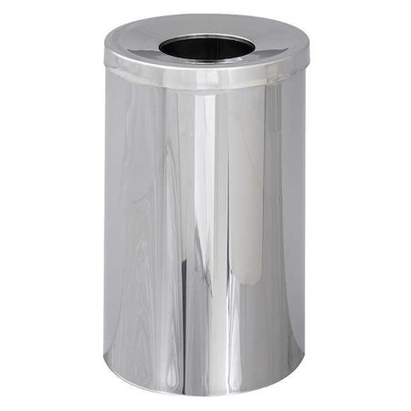 Safco 35 gal Rectangular Trash Can, Chrome, 18-1/2" Dia, Open Top ...